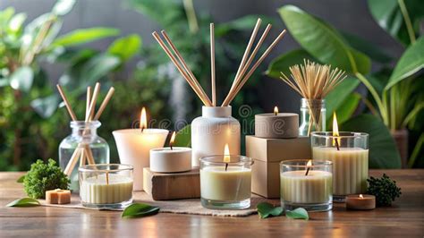 A Symphony Of Scents A Luxurious Display Of Scented Candles And Reed Diffusers Ai Generated
