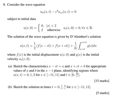 solved 8 consider the wave equation utt x t −c2uxx x t 0