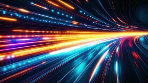 Abstract Futuristic Tech Illustration Shows Fast Glowing Lines Of Vibrant Colours In Motion Blur