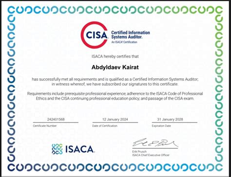 Kairat Abdyldaev On Linkedin Cisa Isaca Certification