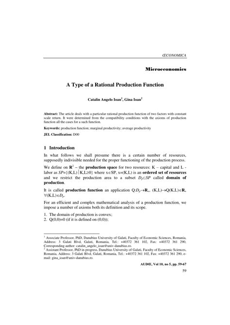 Pdf A Type Of A Rational Production Function