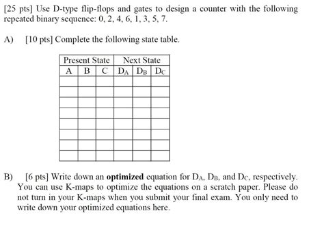 Solved Pts Use D Type Flip Flops And Gates To Design A Chegg