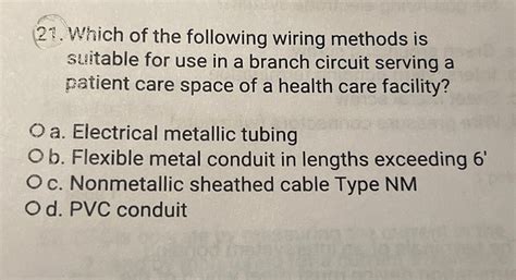 Solved Which Of The Following Wiring Methods Is Suitable For Chegg