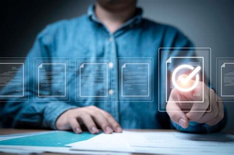 Premium Photo Businessman Touching To Virtual Document For Iso