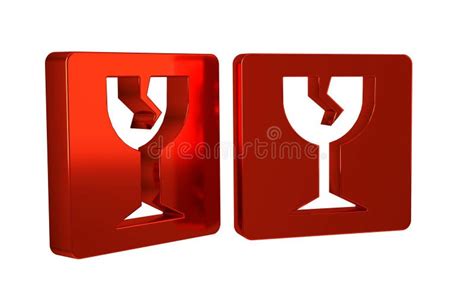Red Fragile Broken Glass Symbol For Delivery Boxes Icon Isolated On