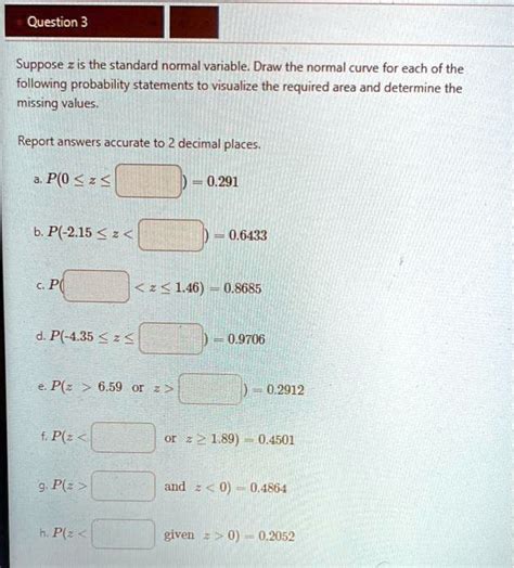 Solved Text Question 3 Suppose Z Is The Standard Normal Variable Draw The Normal Curve For