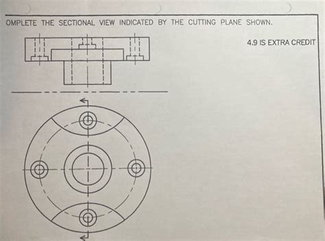 Solved Omplete The Sectional View Indicated By The Cutting
