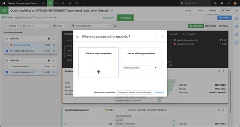Model Comparisons Dataiku DSS Documentation