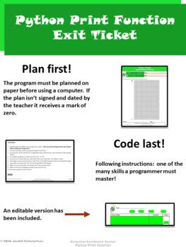 Python Coding Distance Learning Print Exit Ticket Activities Videos