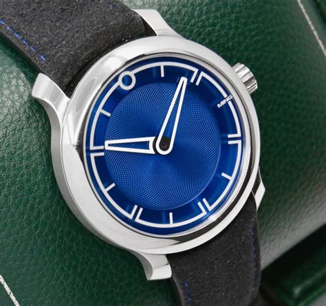Ming 17 09 In Stainless Steel Blue Index Dial On Black And Blue
