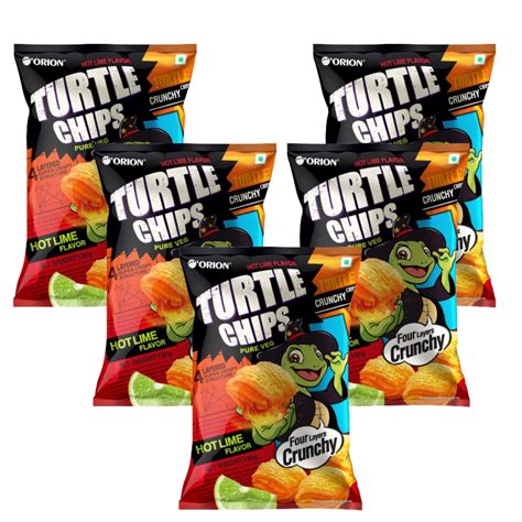 Orion Turtle Chips Party Snack Hot Lime 130g Pack Of 5 Sweet