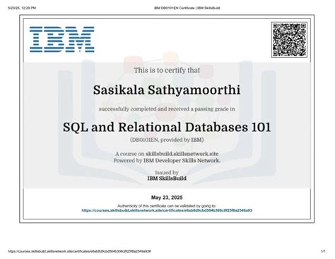 Ive Successfully Completed The Sql And Relational Databases 101