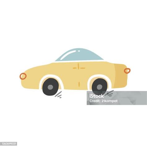 손으로 그린 스타일로 귀여운 낙서 승용차 디자인 어린이 보육 방 옷 지도 및 섬유 만화 벡터 일러스트 흰색에 고립 만화에 대한 스톡 벡터 아트 및 기타 이미지 Istock