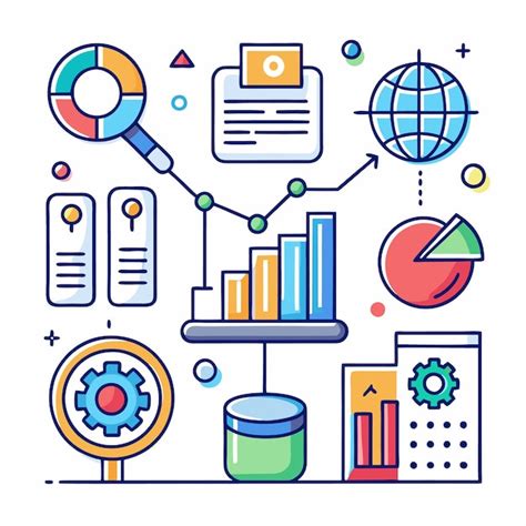 Colorful Data Visualization With Bar Graph Pie Charts And A Global Network Premium AI