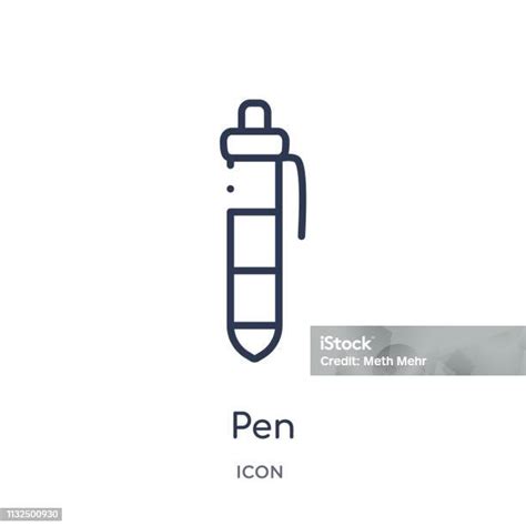 교육 개요 컬렉션의 선형 펜 아이콘입니다 얇은 선 펜 벡터 흰색 배경에 고립입니다 펜 트 렌 디 일러스트 교육에 대한 스톡 벡터 아트 및 기타 이미지 Istock