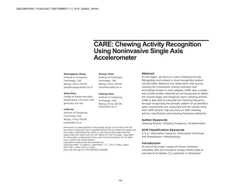 Pdf Care Chewing Activity Recognition Using Noninvasive Single Axis Accelerometer