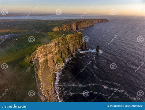 Beautiful Scenic Aerial Drone View Of Ireland Cliffs Of Moher In County