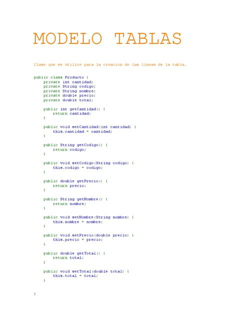 Modelo Tablas Java Pdf Java Lenguaje De Programación Programación De Computadoras