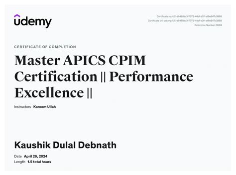 Kaushik Debnath On Linkedin Completed Master Apics Cpim Certification