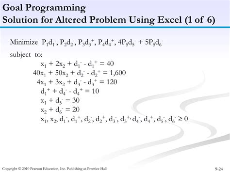 Management Science Goal Programming Procedure Ppt