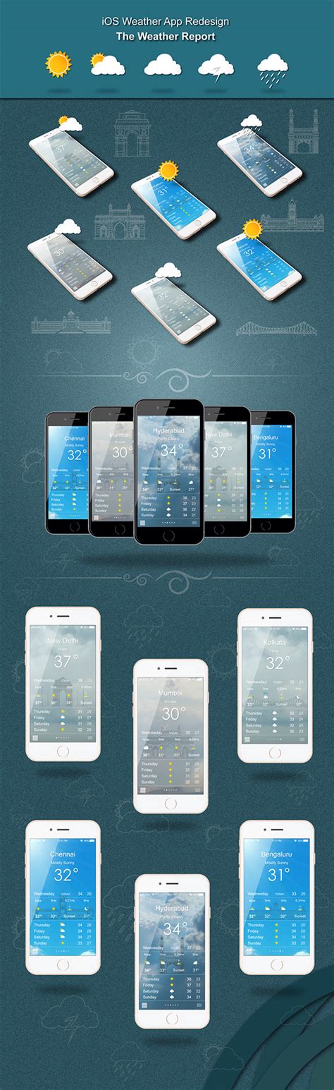 IOS Weather App Screens On Behance