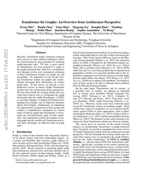 Transformer For Graphs An Overview From Architecture Perspective Deepai