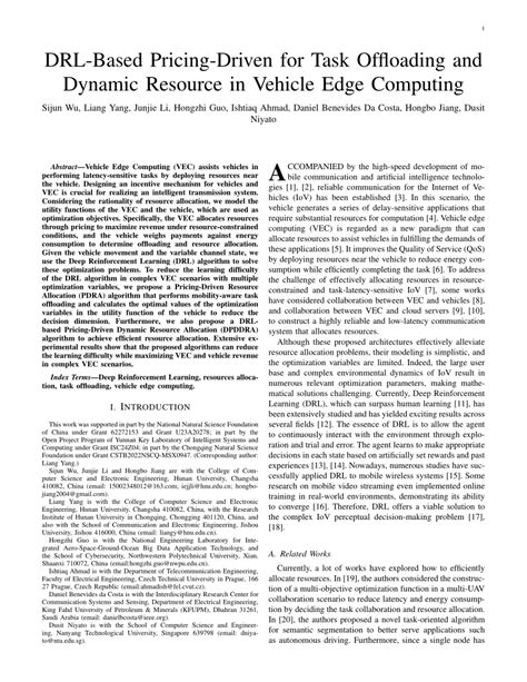 Pdf Drl Based Pricing Driven For Task Offloading And Dynamic Resource In Vehicle Edge Computing