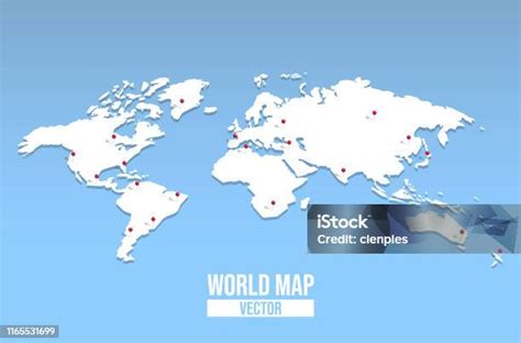 빨간색 위치 핀이 있는 세계 지도 빈 템플릿 0명에 대한 스톡 벡터 아트 및 기타 이미지 0명 3차원 형태 개념 Istock