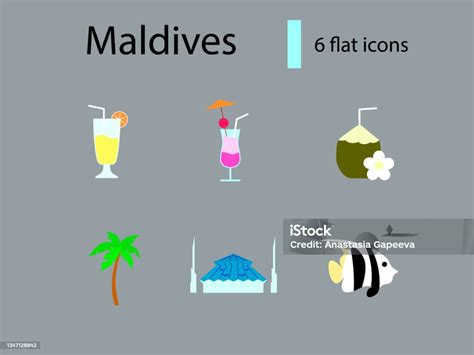 몰디브 전문 플랫 아이콘 세트 이국적인 코크테일과 코코넛 음료 살만 모스크 왕 격리된 벡터 그림 0명에 대한 스톡 벡터 아트 및 기타 이미지 Istock