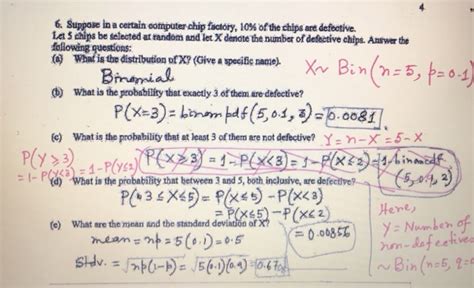 Solved 6 Suppose In A Certain Computer Chip Factory 10 Of