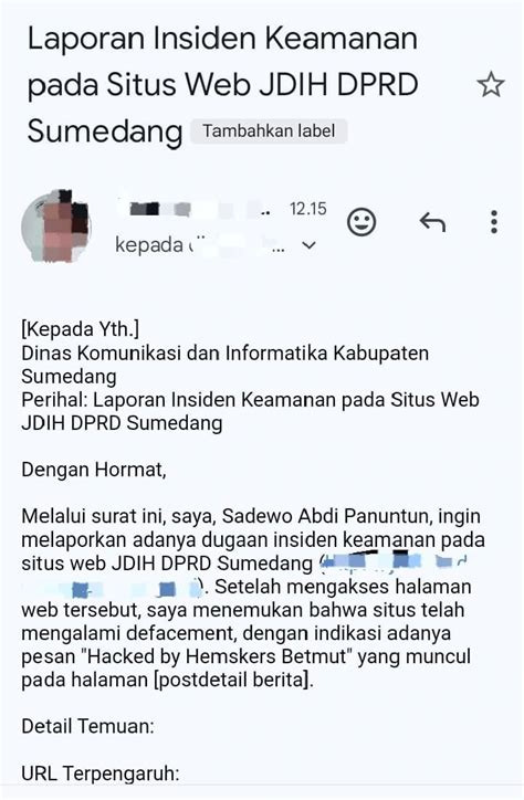 Hari Ini Saya Telah Mengidentifikasi Sebuah Insiden Keamanan Di Situs Web Jdih Dprd Sumedang