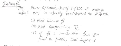Solved Problem The Powr Spectral Density PSD Of Chegg