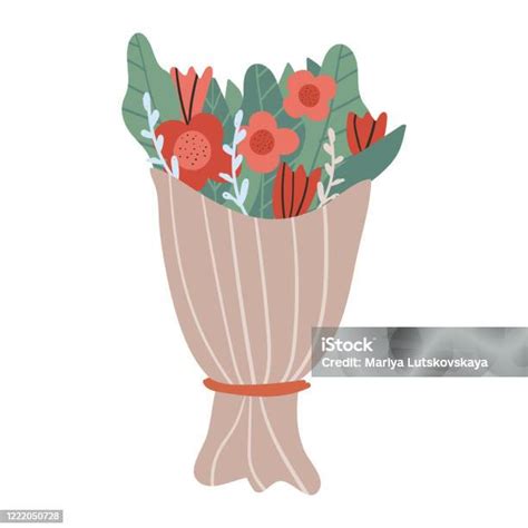 흰색 배경에 고립 된 붉은 꽃의 꽃다발 설계를 위한 별도의 요소입니다 플랫 벡터 일러스트레이션 계절에 대한 스톡 벡터 아트 및 기타 이미지 Istock