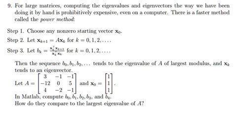 solved for large matrices computing the eigenvalues and eigenvectors