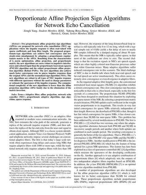 pdf proportionate affine projection sign algorithms for network echo
