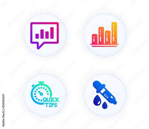 graph chart quick tips and analytical chat icons simple set button
