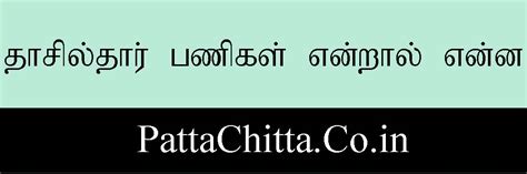 தாசில்தார் பணிகள் என்றால் என்ன Pattachitta