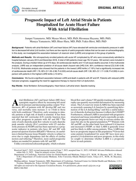 Pdf Prognostic Impact Of Left Atrial Strain In Patients Hospitalized