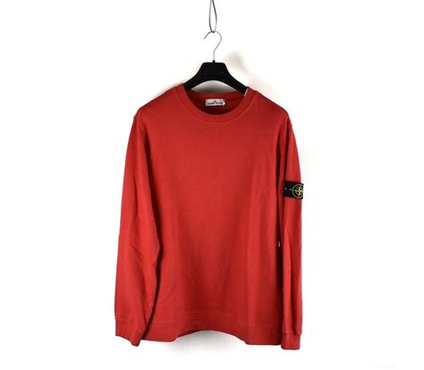 Stone Island Red Cotton Fleece Crew Neck Sweatshirt Xxl Archivio85