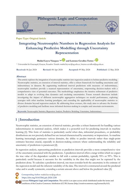 Pdf Integrating Neutrosophic Numbers In Regression Analysis For Enhancing Predictive Modelling