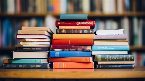Premium Photo Stack Of Books In The Library