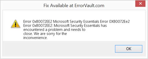 how to fix error 0x80072ee2 microsoft security essentials error