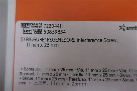 New Smith And Nephew 72204411 Biosure Regenesorb Interference Screw 11mm X 25mm Disposables