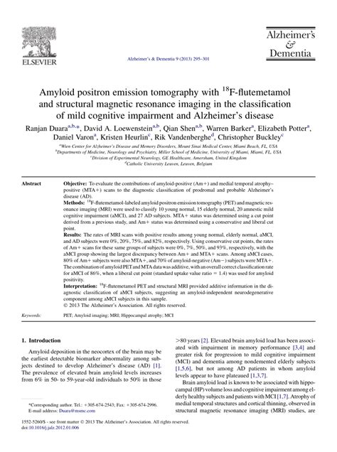 Pdf Amyloid Positron Emission Tomography With 18 F Flutemetamol And
