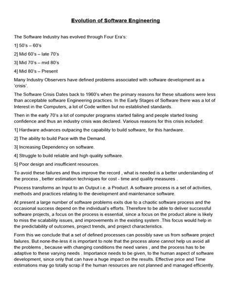 Ch 1 Software Engineering And Models Pdf Software Software