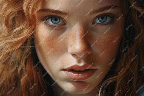 Premium Ai Image A Girl With Freckles On Her Face