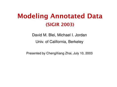 Ppt Modeling Annotated Data Sigir 2003 Powerpoint Presentation