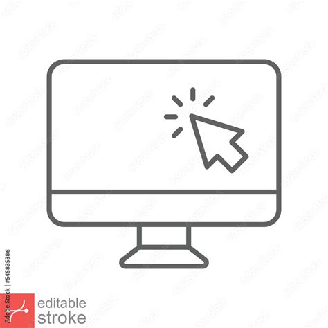 Computer Monitor Click Cursor Line Icon Simple Outline Style Sign For Mobile Concept And Web