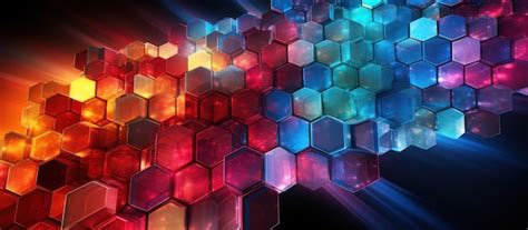 A Vibrant Abstract Pattern Of Hexagons In Various Colors Resemb