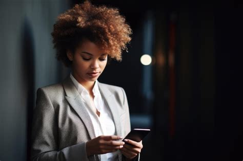 Premium Ai Image Shot Of A Young Businesswoman Using Her Cellphone To